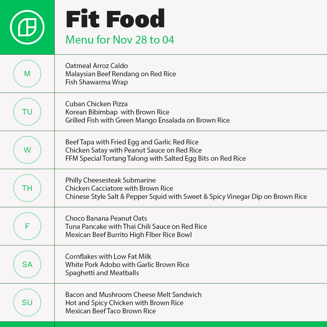 Weekly Menu - FitFood Manila